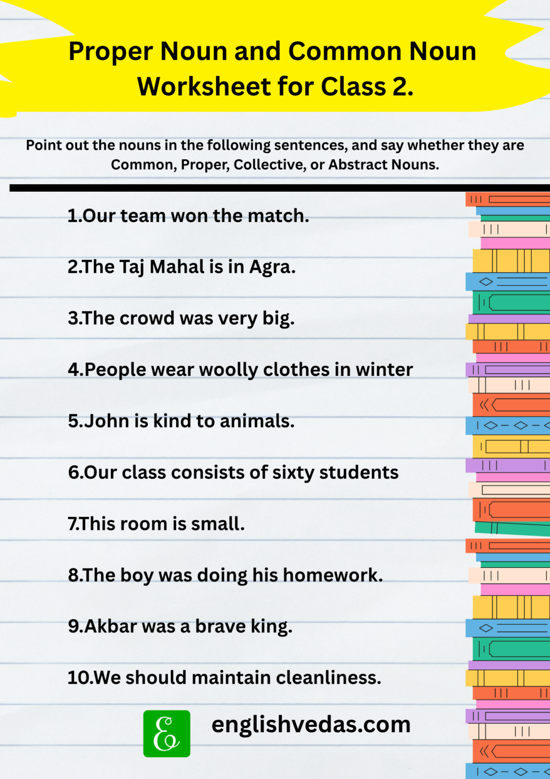 Common Noun and Proper Noun Worksheet for Class 2 - English Vedas Blog