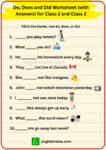 Do, Does and Did Worksheet (with Answers) for Class 2 and Class 3 ...