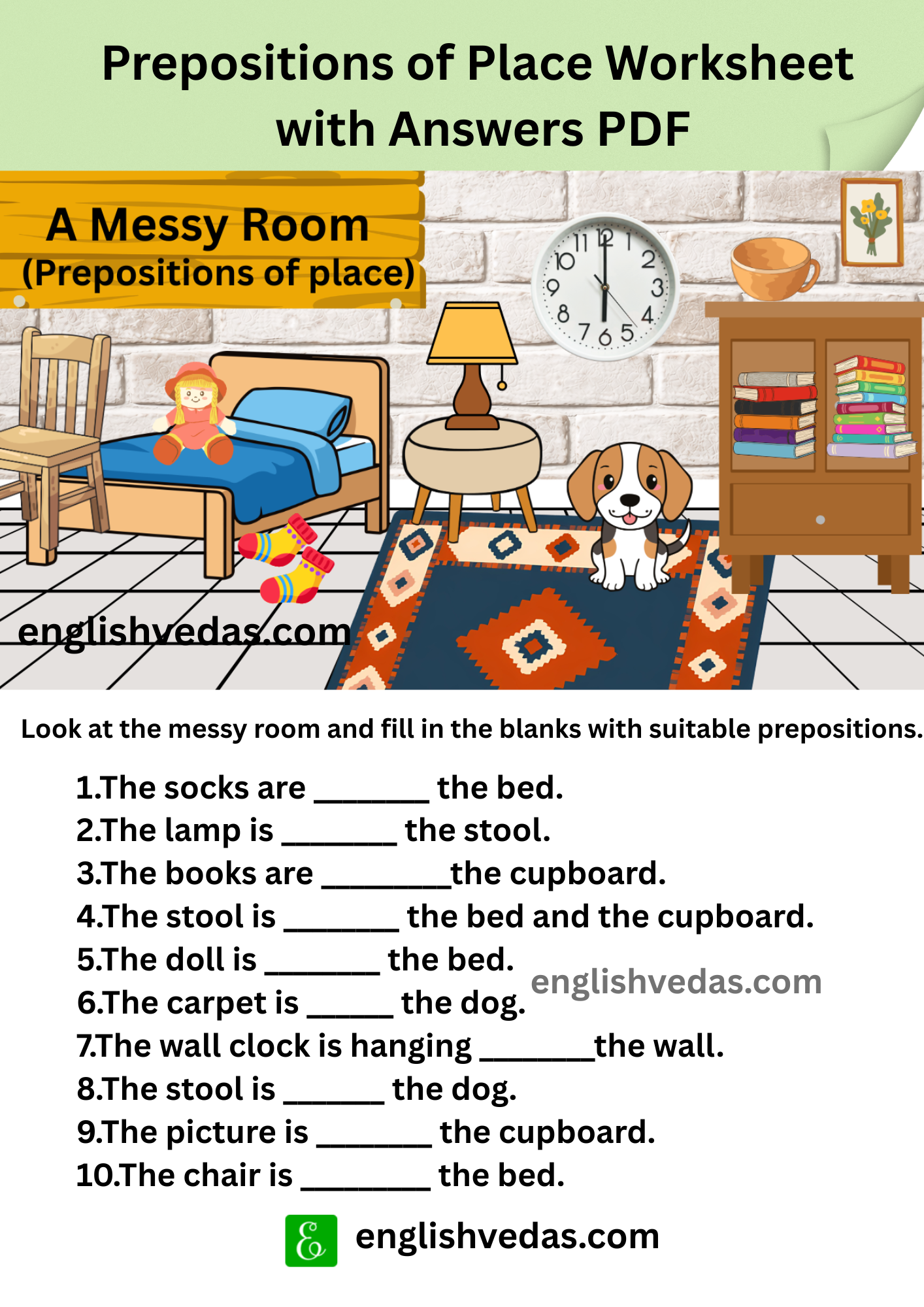 Prepositions of Place Worksheet with Answers PDF (Free Download ...
